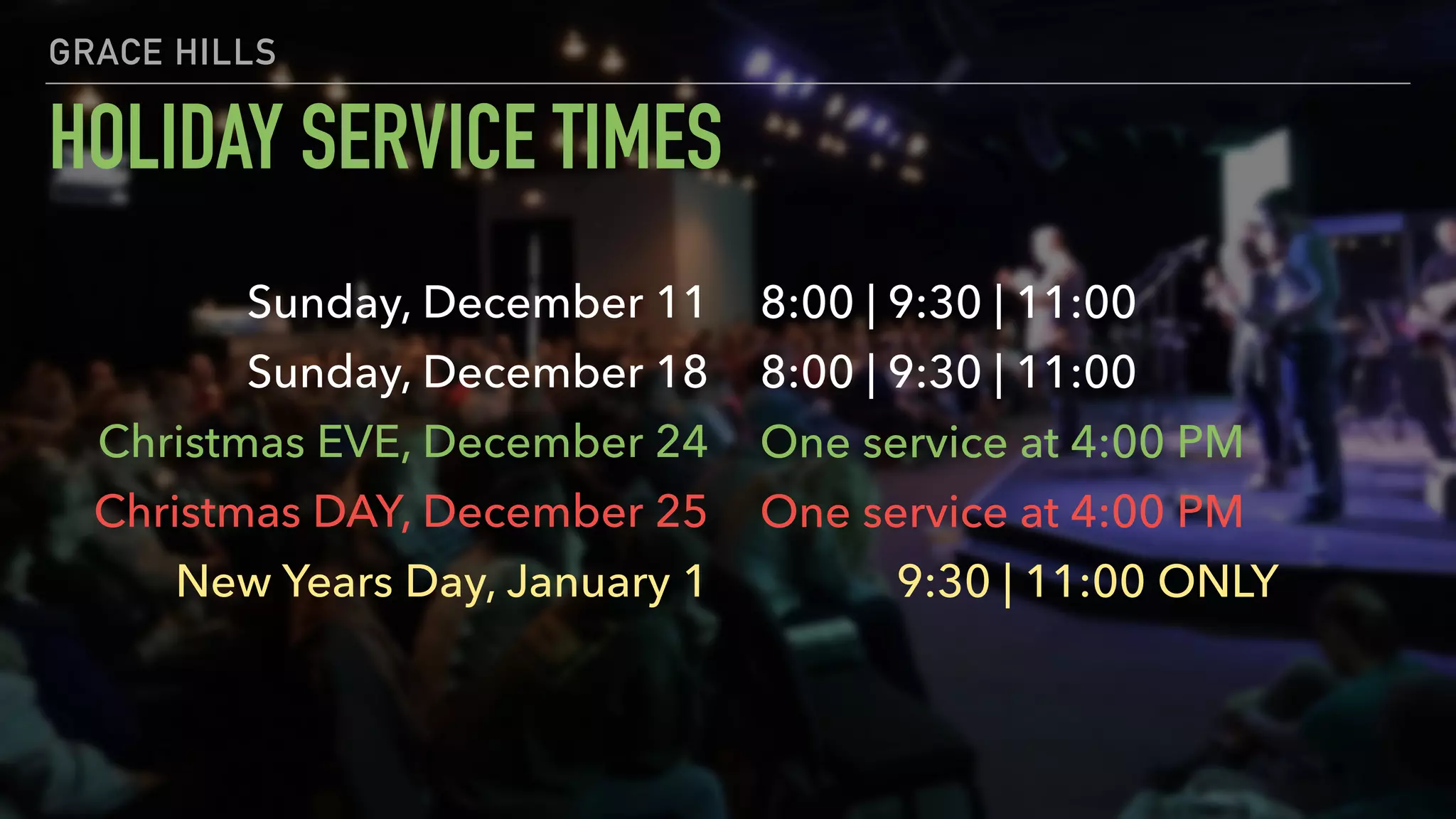 Grace Hills Church Sunday Announcement Slides | PPT