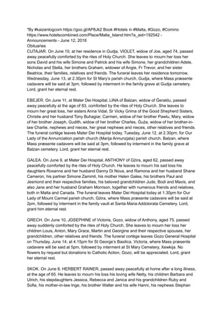 Announcements june 12, 2018 | PDF