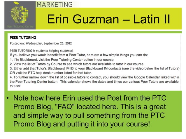 Promoting the PTC - In your Course! | PPT