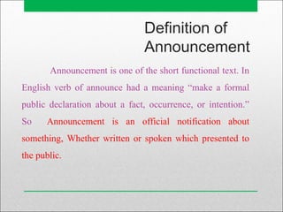 Announcement text | PPT