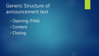 Announcement text ppt | PPTX