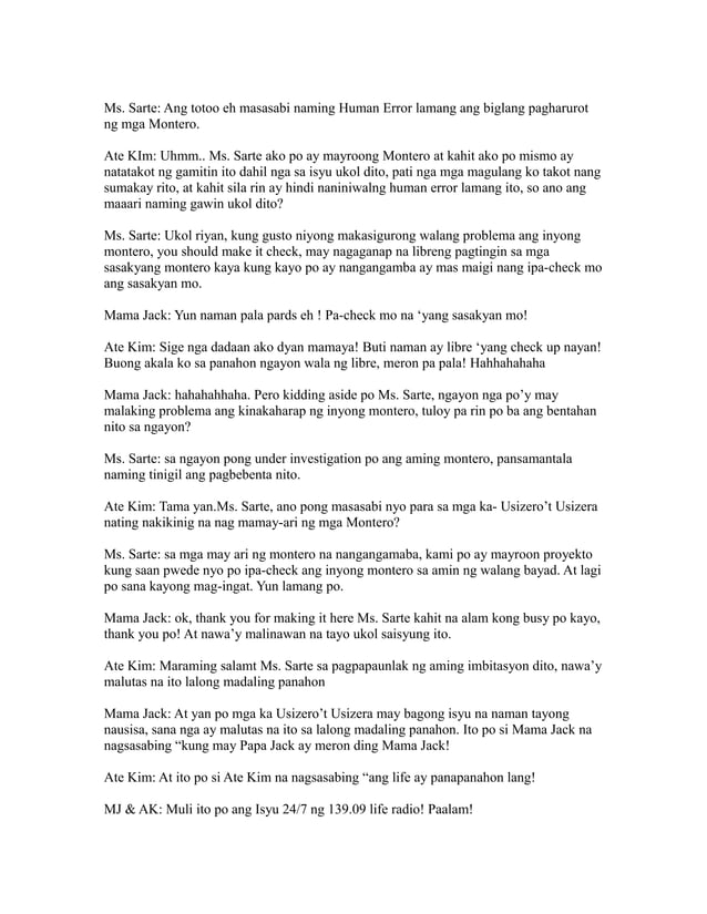 Halimbawa ng Radyo Komentaryo (Script) | DOC