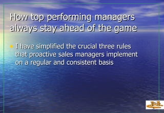 Announcing The 3 Rules Of Proactive Sales Managers | PPT