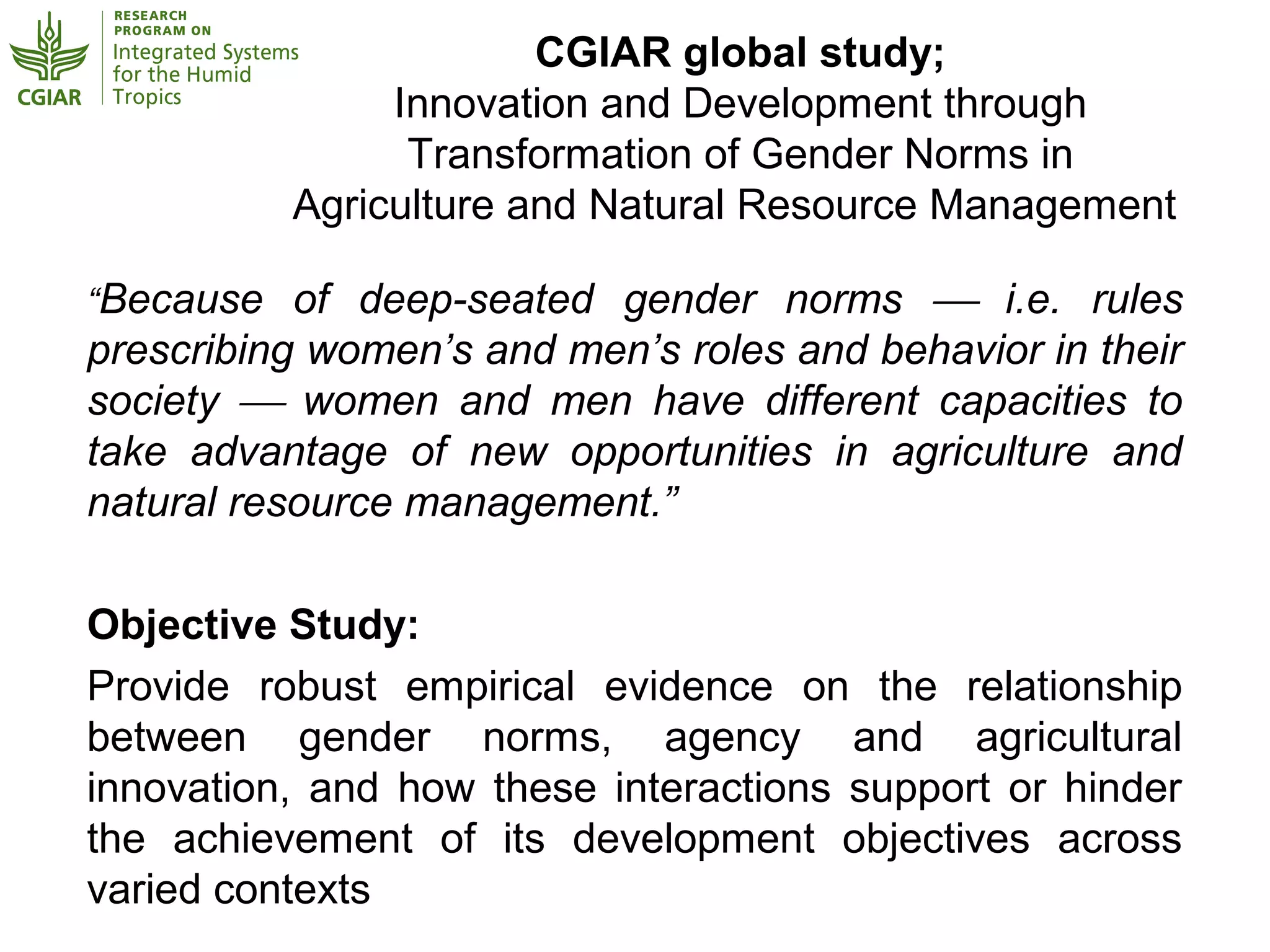 Gender Norms and Agricultural Innovation; Insights from Uganda by Anne ...
