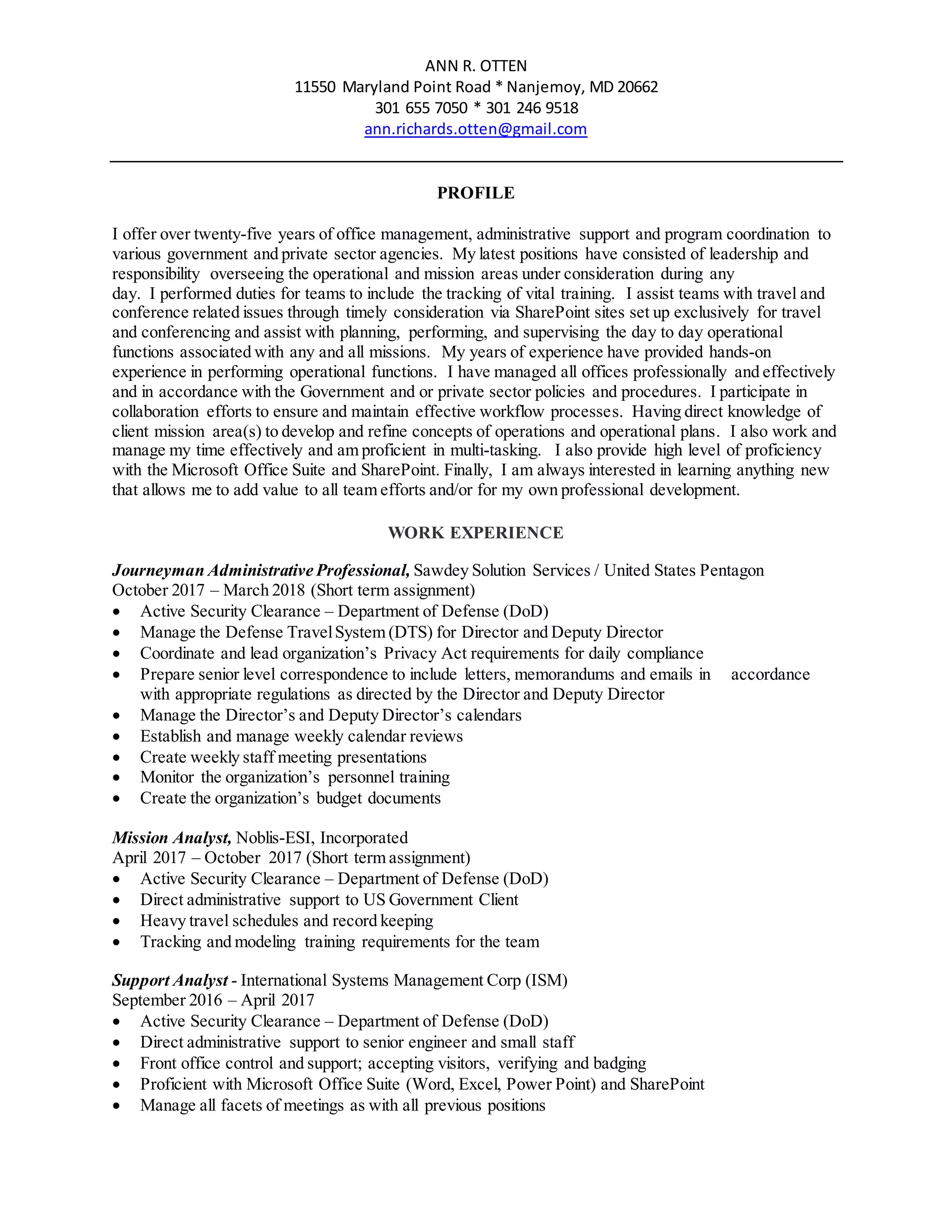 Ann R. Otten Resume' | PDF