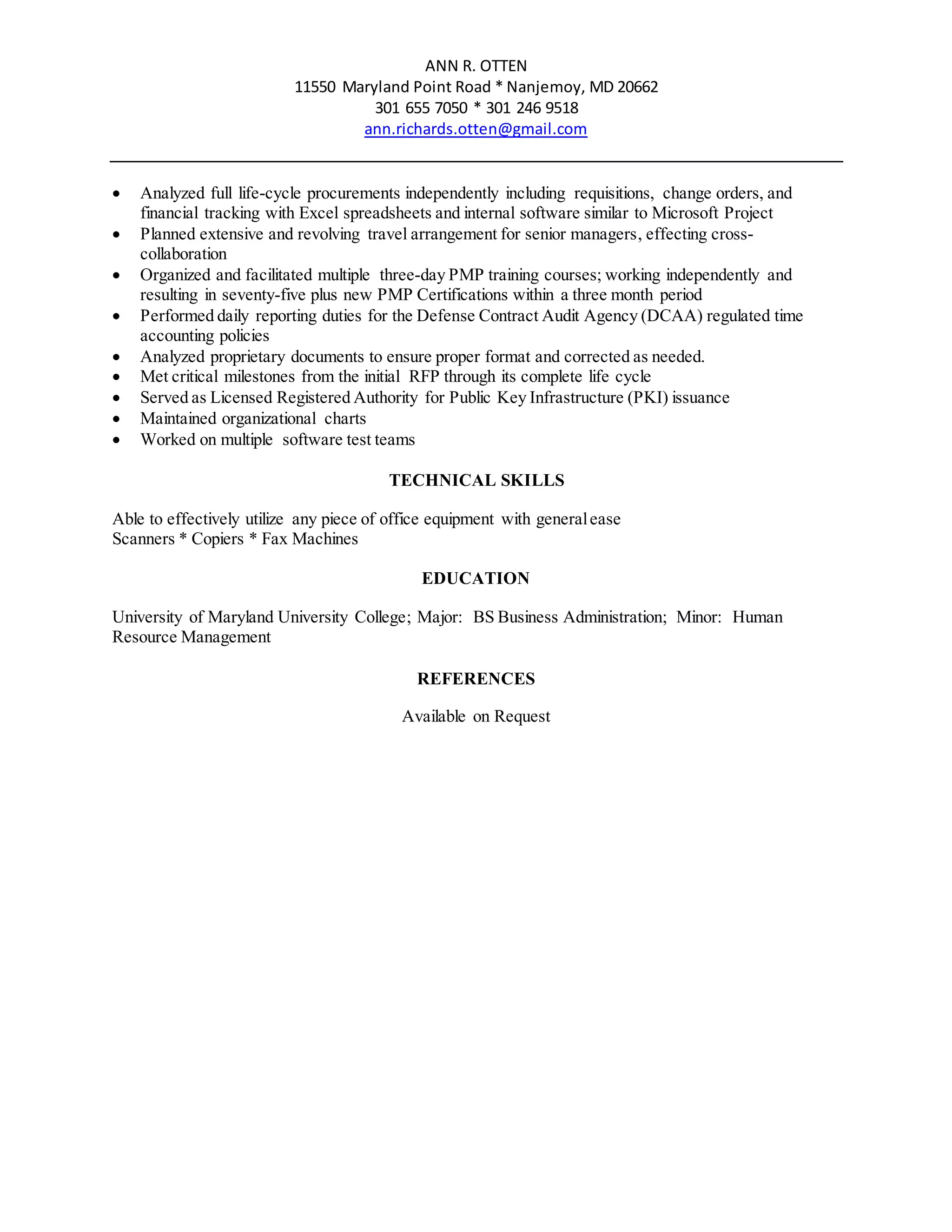 Ann R. Otten Resume' | PDF