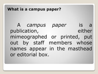 Annual campus journalism seminar workshop | PPTX