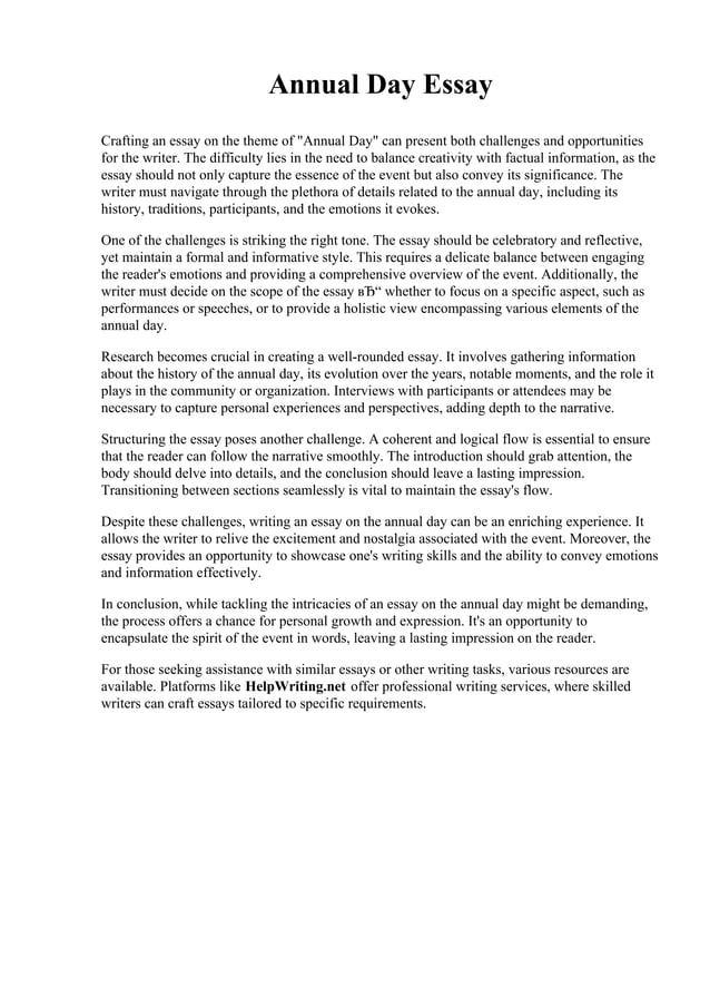Annual Day Essay.pdf | Anniversary | Personal Celebrations & Life Events