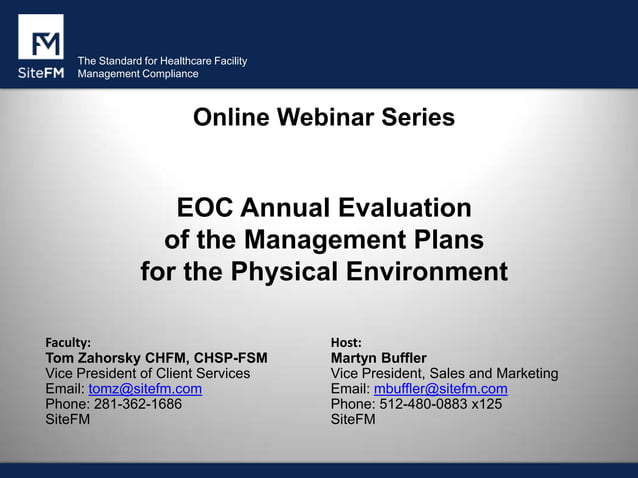 EOC Annual Evaluation of the Management Plans for the Physical Environmentual eval slideshare ...
