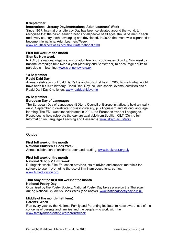 Annual Literacy Events Calendar annual-literacy-events-calendar