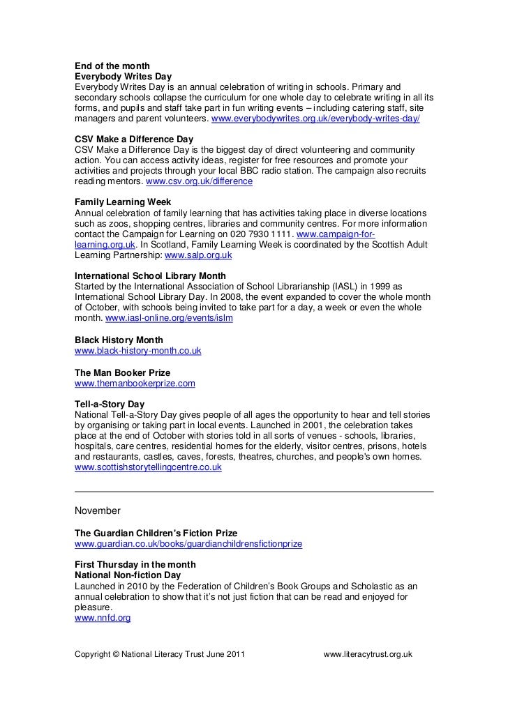 Annual Literacy Events Calendar annual-literacy-events-calendar