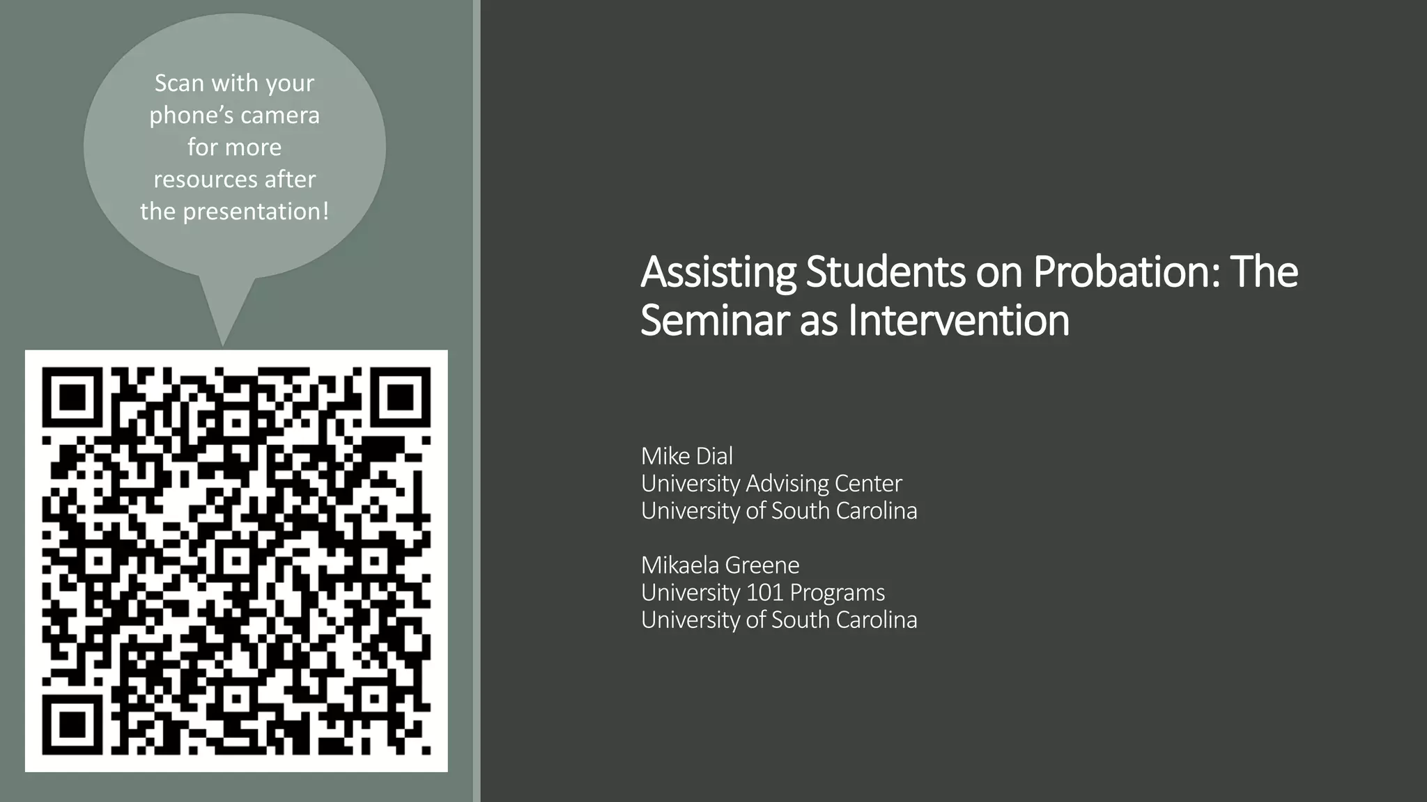 Assisting Students on Probation: The Seminar as Intervention | PPTX