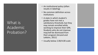 Academic Recovery: Designing a Seminar to Support Students on Probation ...