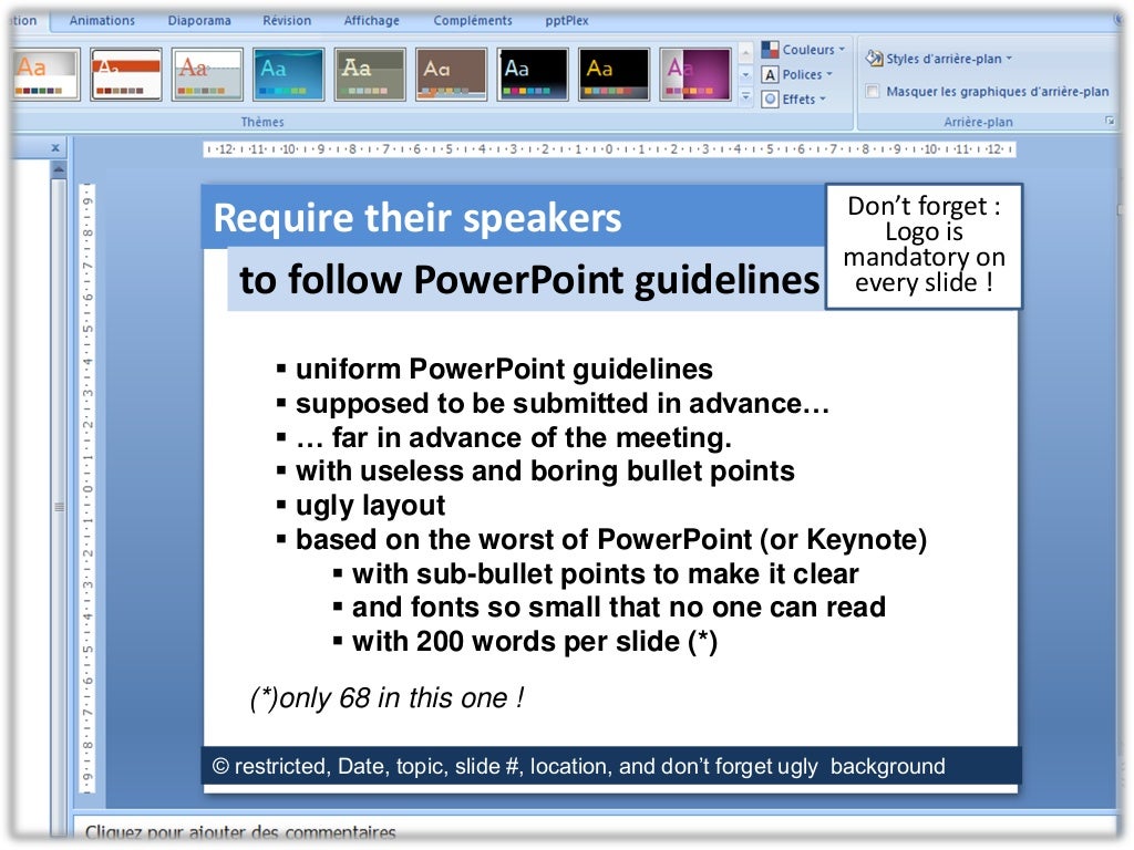 uniform PowerPoint guidelines
