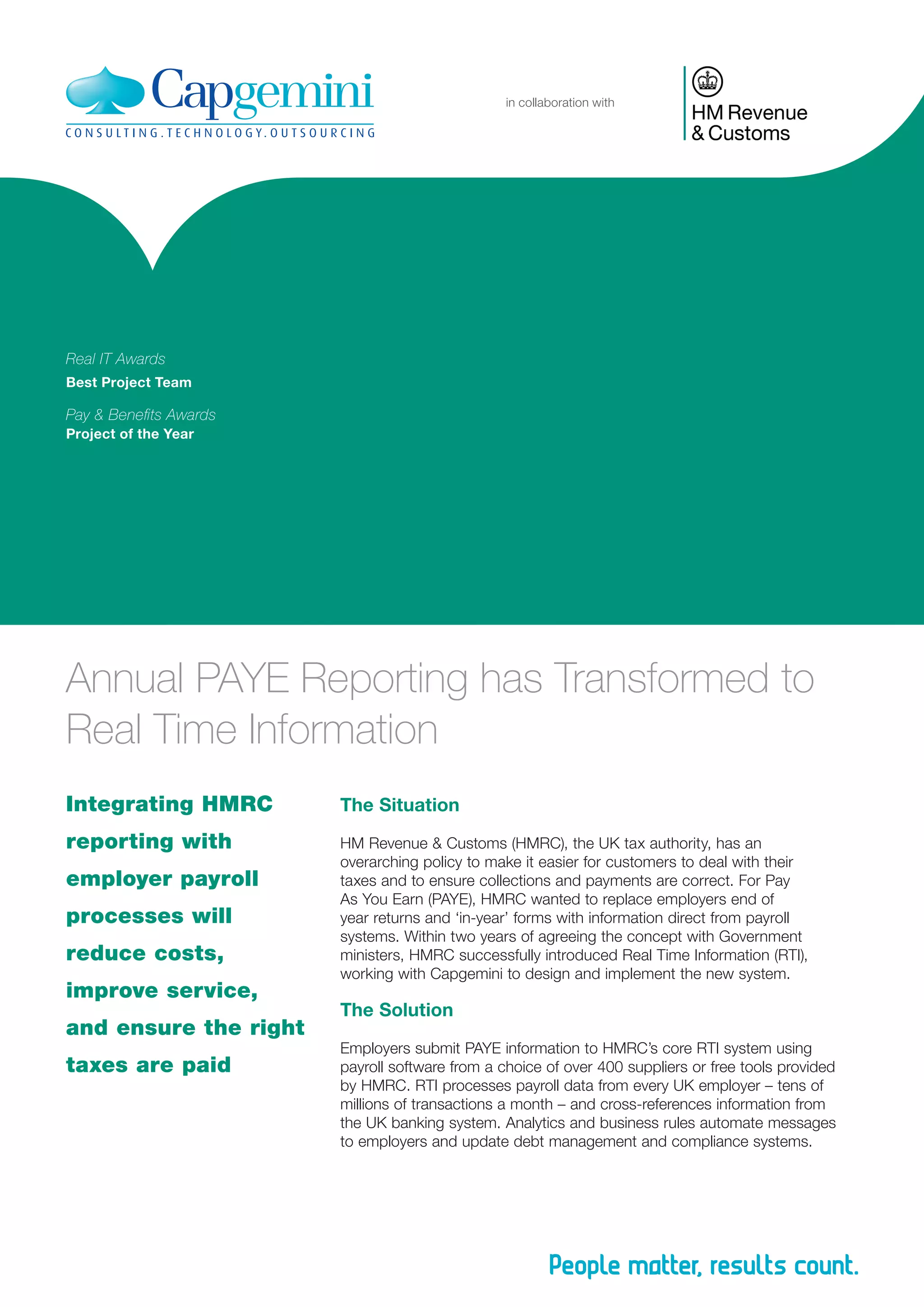 Annual PAYE Reporting has Transformed to Real Time Information | PDF