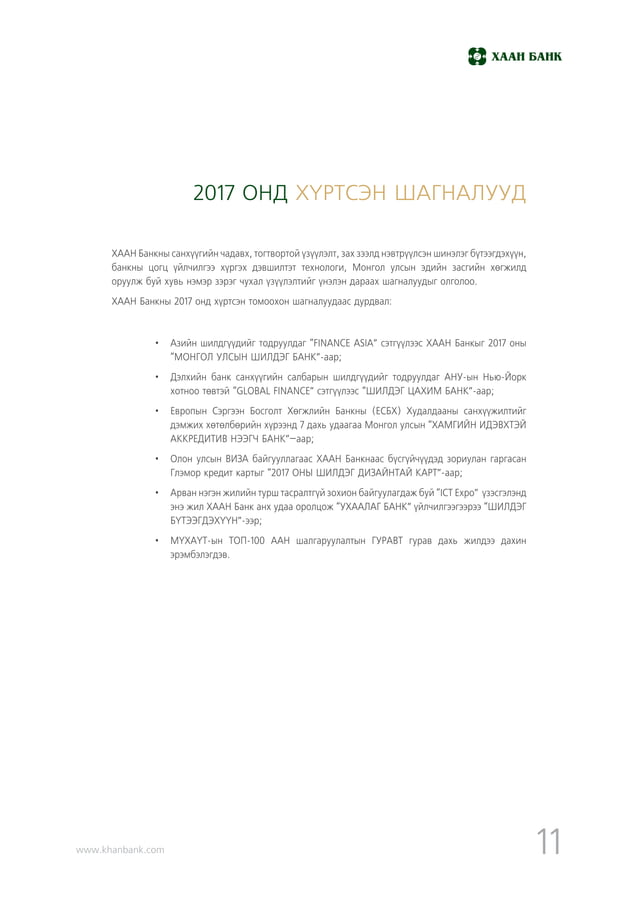 Annual report 2017 by Khanbank | PDF
