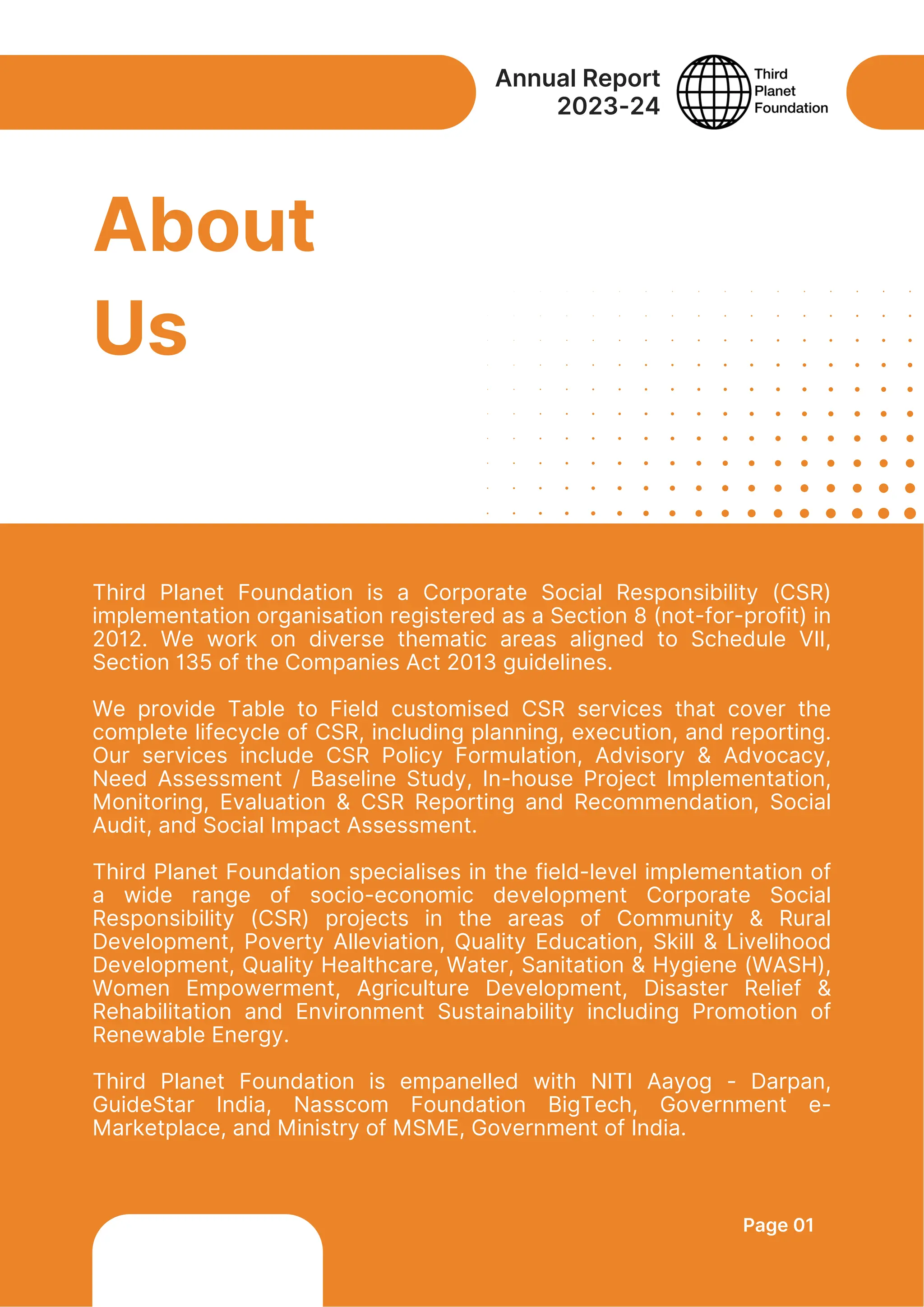 Annual Report 2023 - 2024 | Third Planet Foundation | www.3planet.org