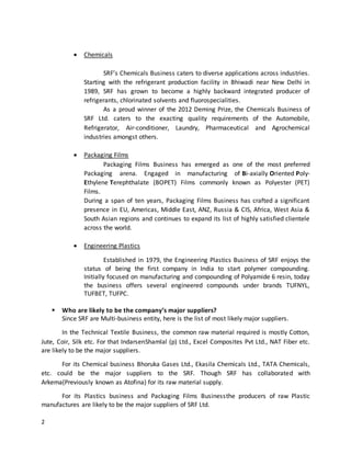 Annual report analysis of srf ltd | DOCX