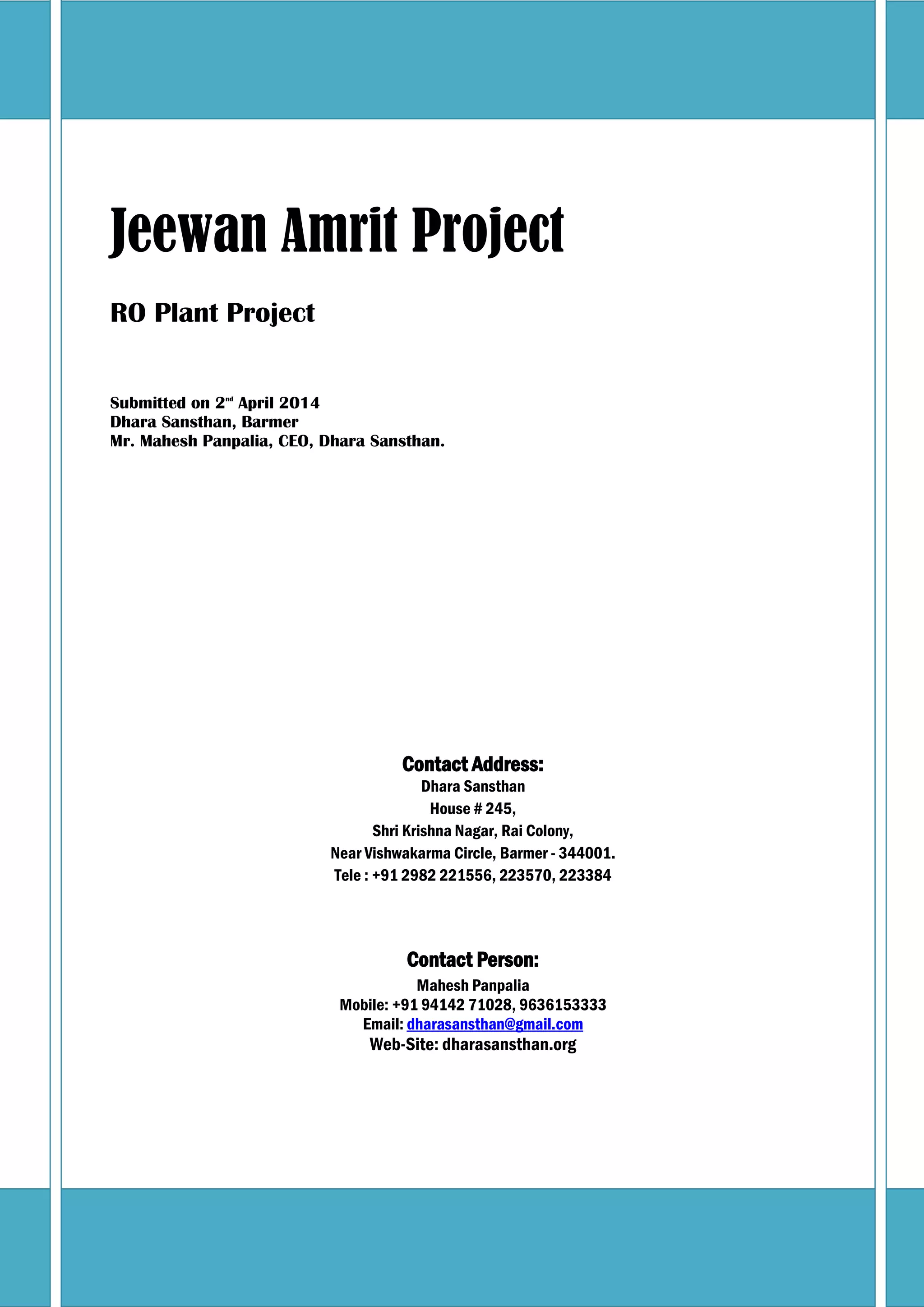 Annual report Jeevan Amrit Project 2013 - 14 pdf | PDF