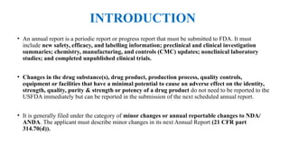 Annual Report of CMC filed in the USFDA for NDA & ANDA | PPTX