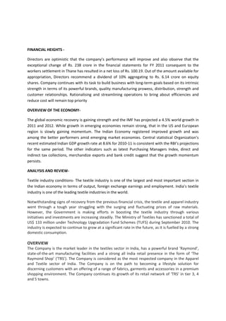 Annual report of raymond | DOCX