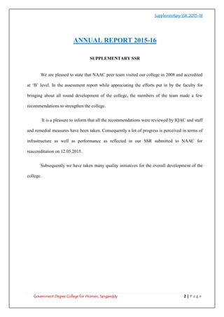 Annual report ssr supplementary 2015 16 | PDF