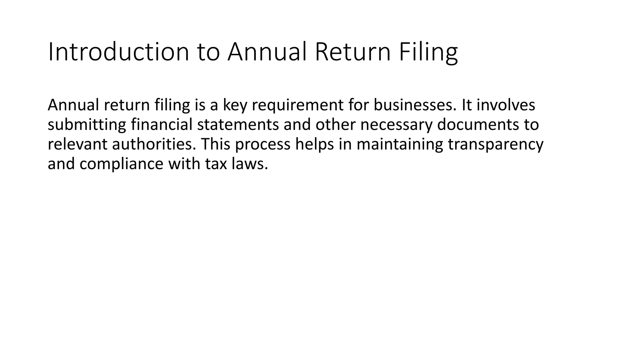 Annual Return Filing Essential for Compliance and Financial ...