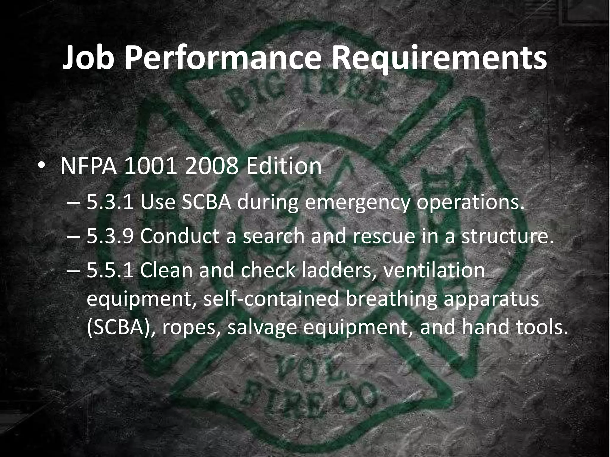 Annual self contained breathing apparatus refresher training | PPSX