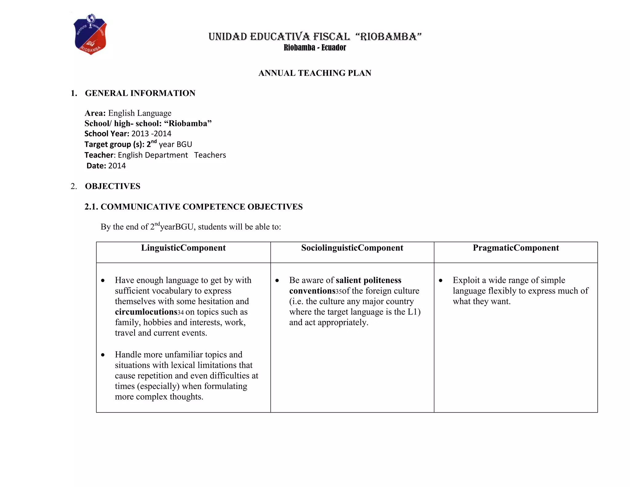 Annual teaching plan 2 nd bgu | PPT