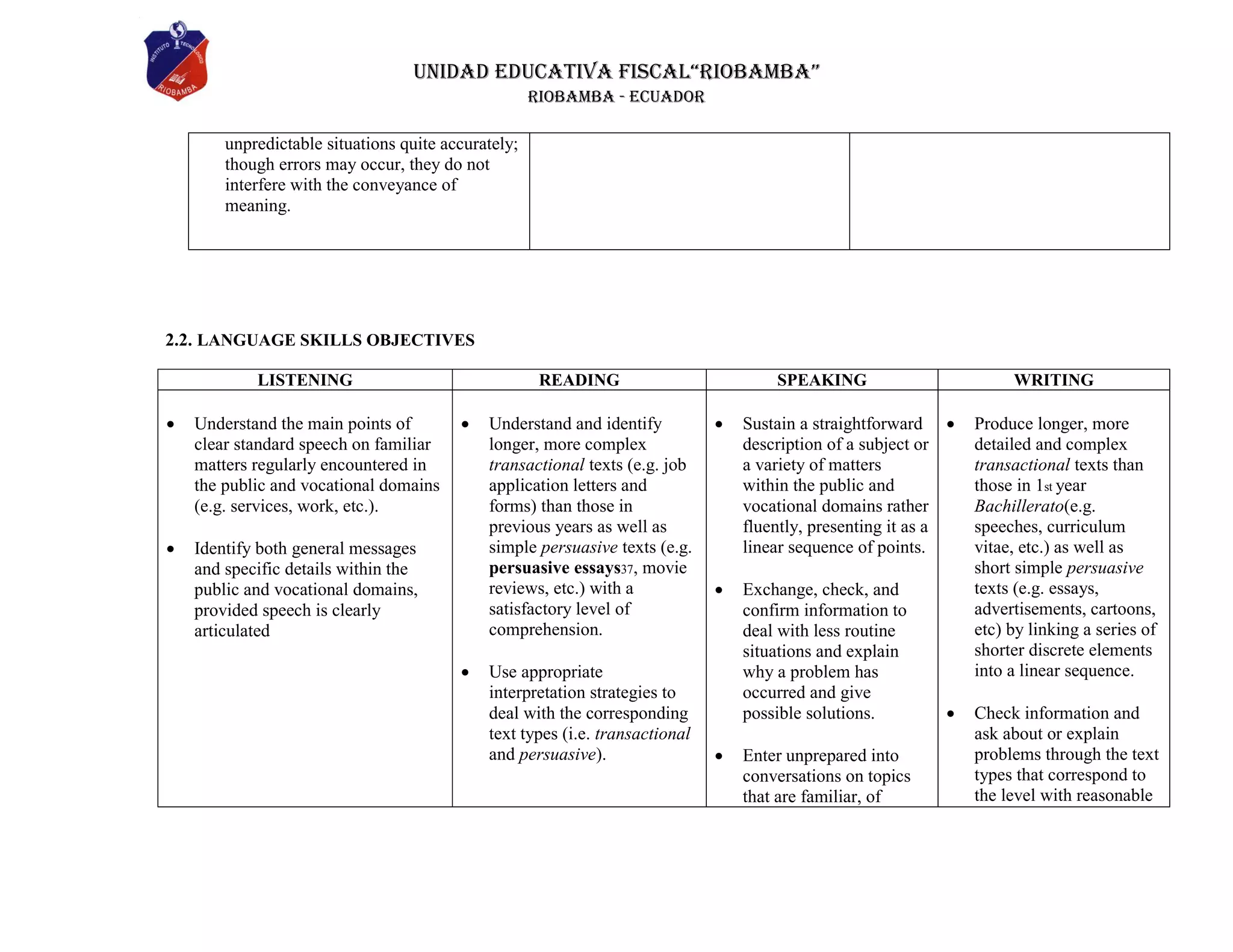 Annual teaching plan 3 ero bgu | PDF | Education