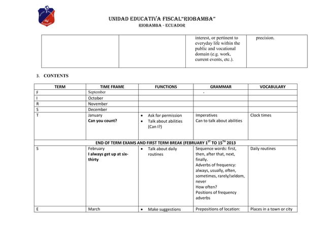 Annual teaching plan 3 ero bgu | PDF | Education