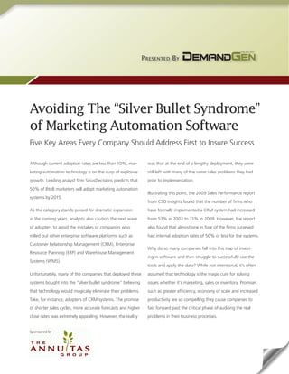 Avoiding The “Silver Bullet Syndrome” | PDF