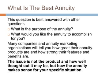 Annuities explained | PPTX | Stocks and Bonds | Personal Investing