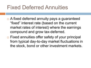Annuities explained | PPTX | Stocks and Bonds | Personal Investing