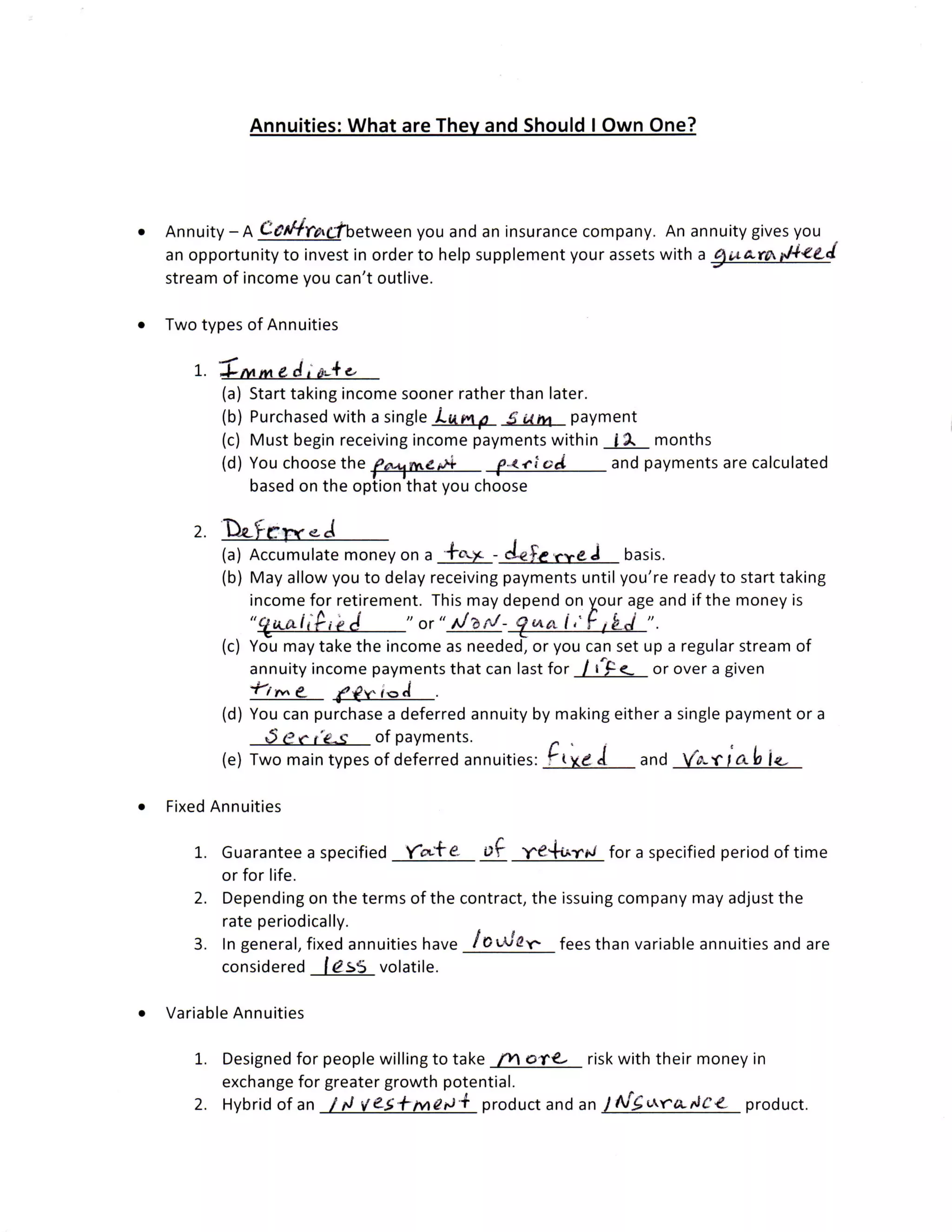 Annuities Worksheet | PDF