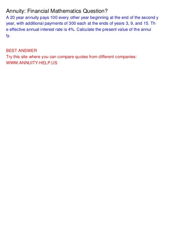 Annuity: Financial Mathematics Question?