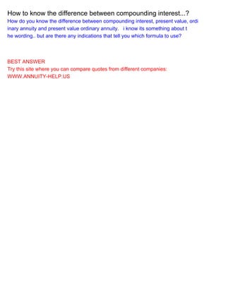 How to know the difference between compounding interest...? | PDF