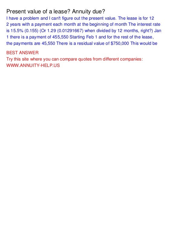 Present Value Of A Lease Annuity Due Present Value Of A Lease Annuity Due