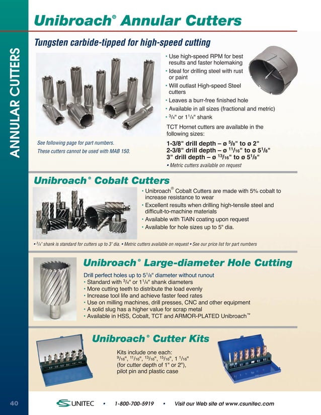 CS Unitec Annular Cutters Catalog | PDF