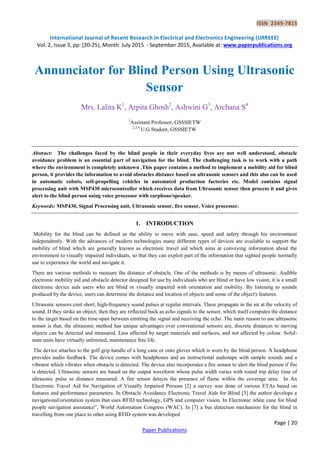 Annunciator for Blind Person Using Ultrasonic Sensor | PDF | Digital ...