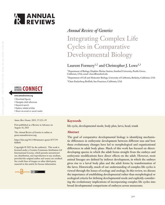 Integrating complex life cycles in developmental biology | PDF