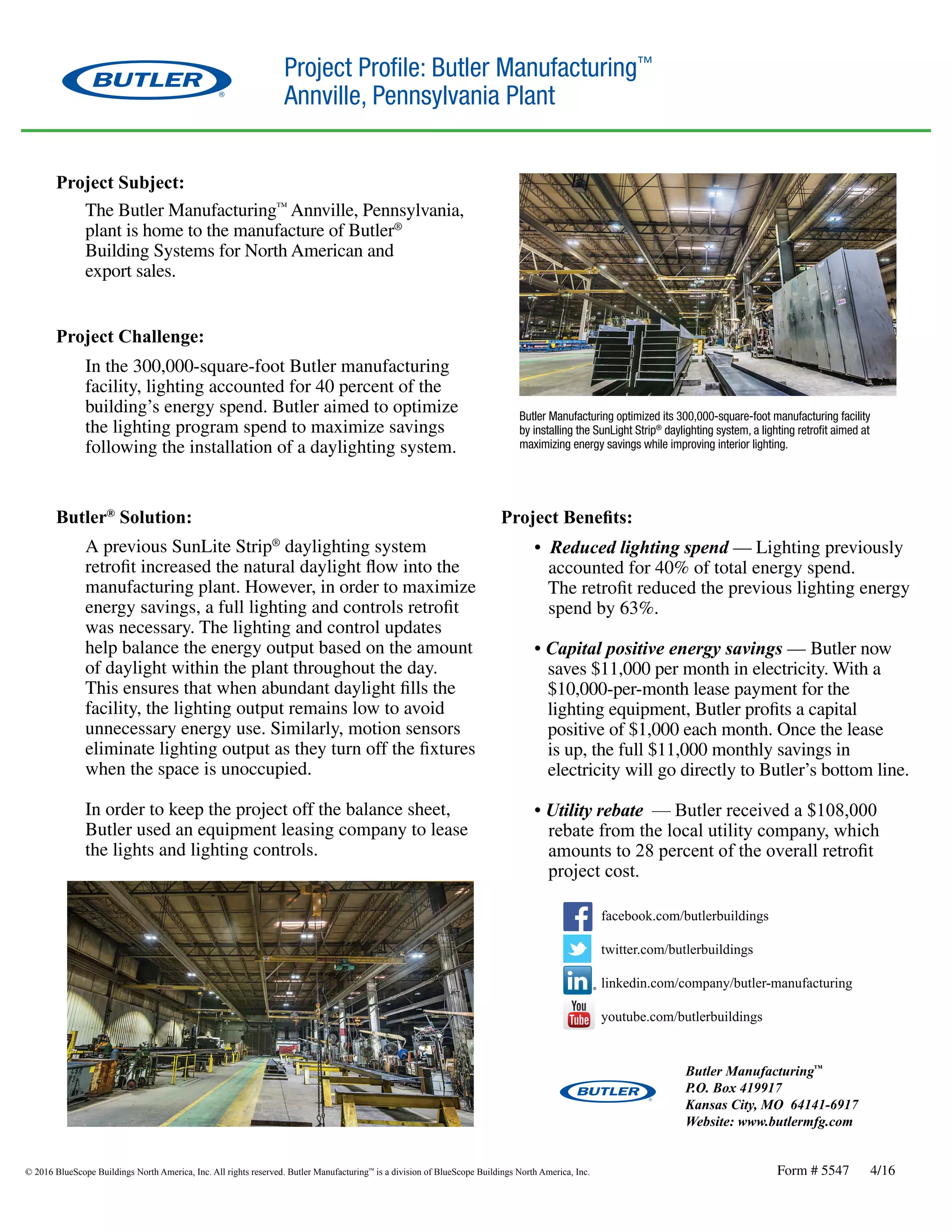 Butler Manufacturing - Annville Plant Profile | PDF