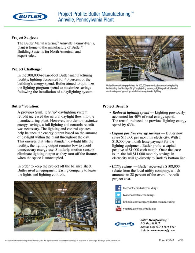 Butler Manufacturing - Annville Plant Profile | PDF
