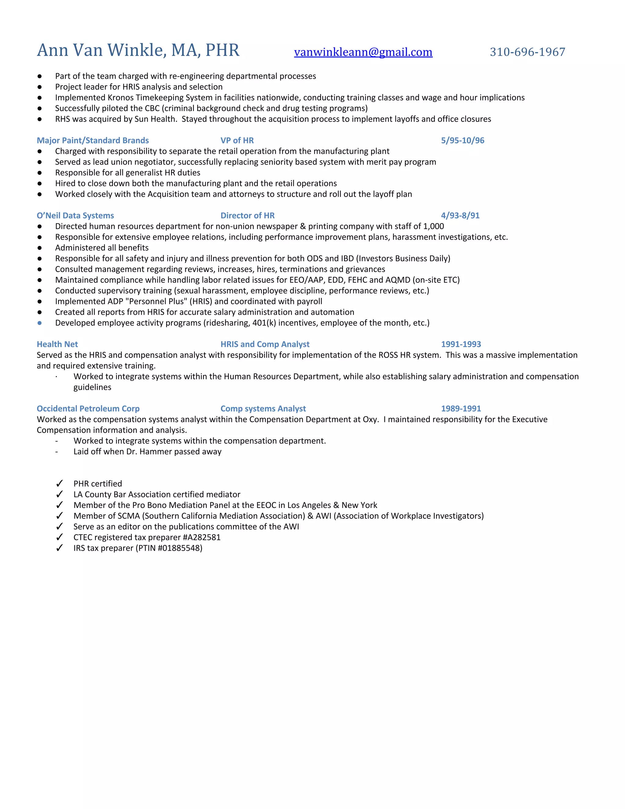 Ann vw resume-2016 | PDF