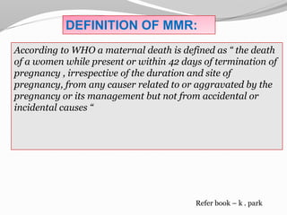 Maternal mortality rate and its prevention | PPTX