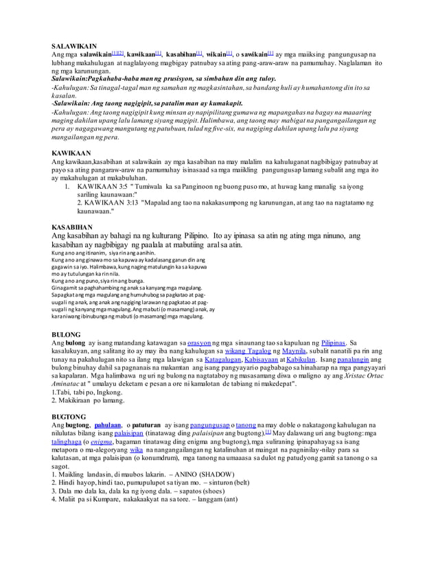Ano ang salawikain | DOCX