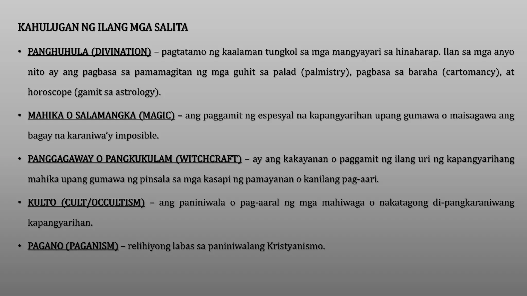 Ano ang sinasabi ng biblia tungkol sa mahika, kulto, pakikipag usap sa ...
