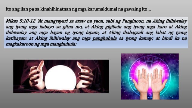 Ano ang sinasabi ng biblia tungkol sa mahika, kulto, pakikipag usap sa ...