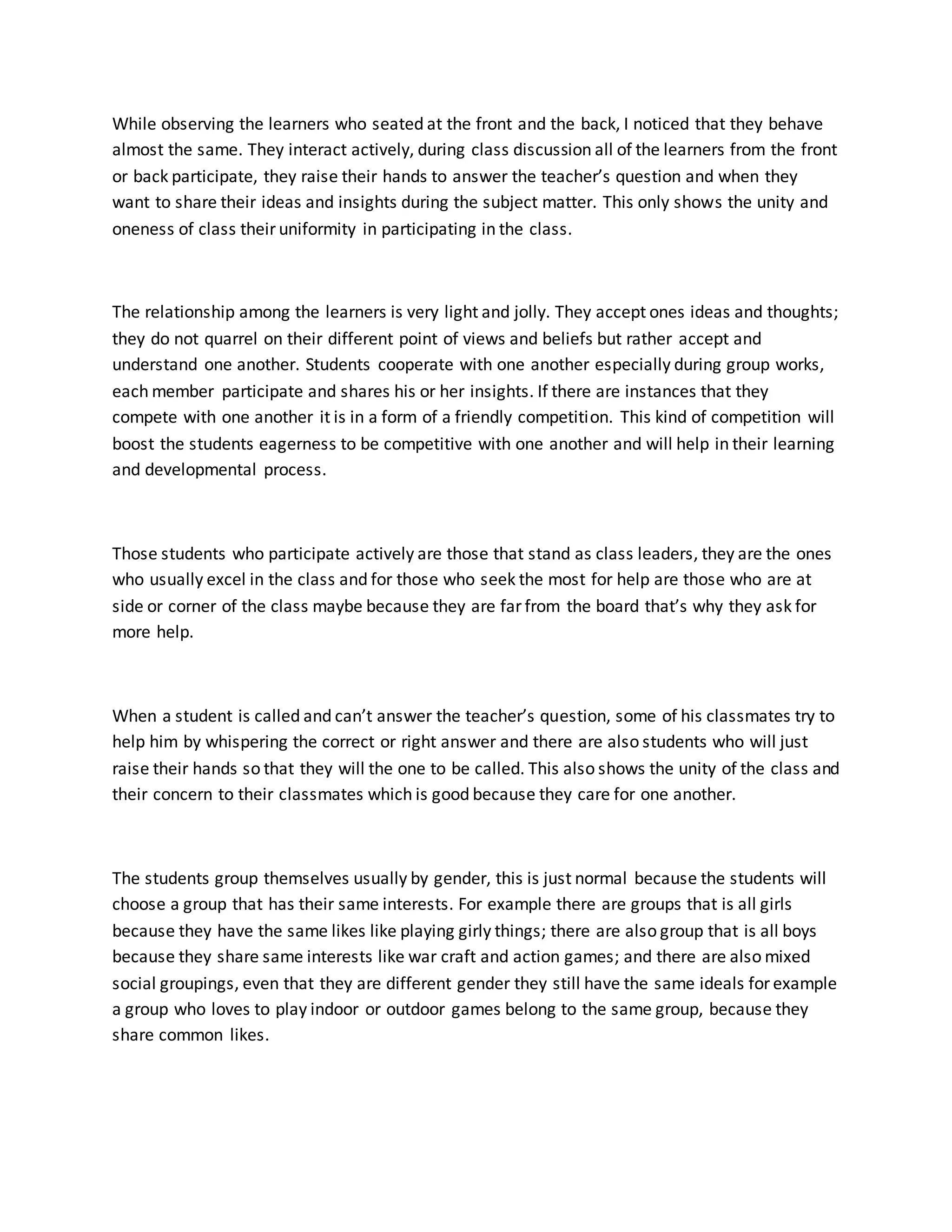 An observation guide for the learners | DOCX