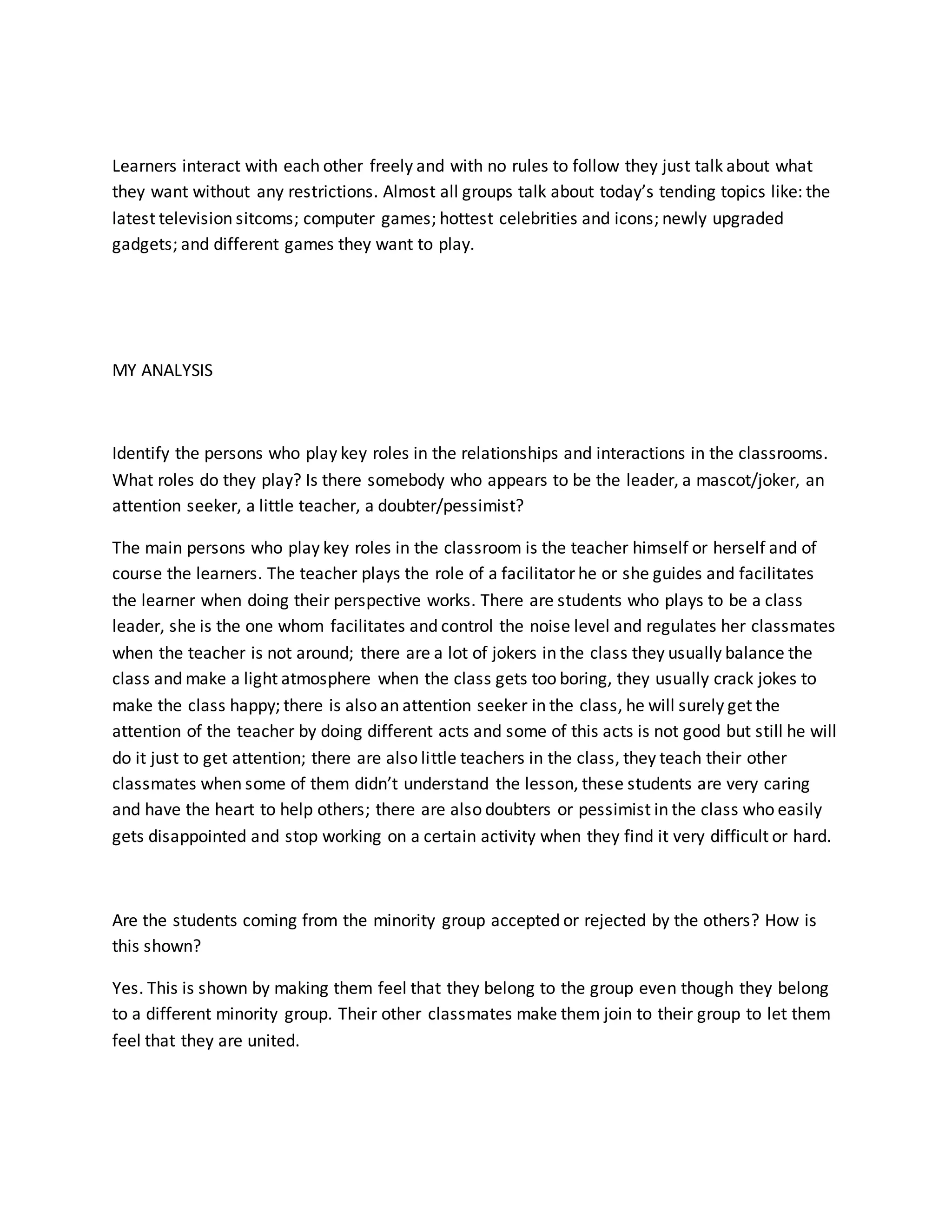 An observation guide for the learners | DOCX